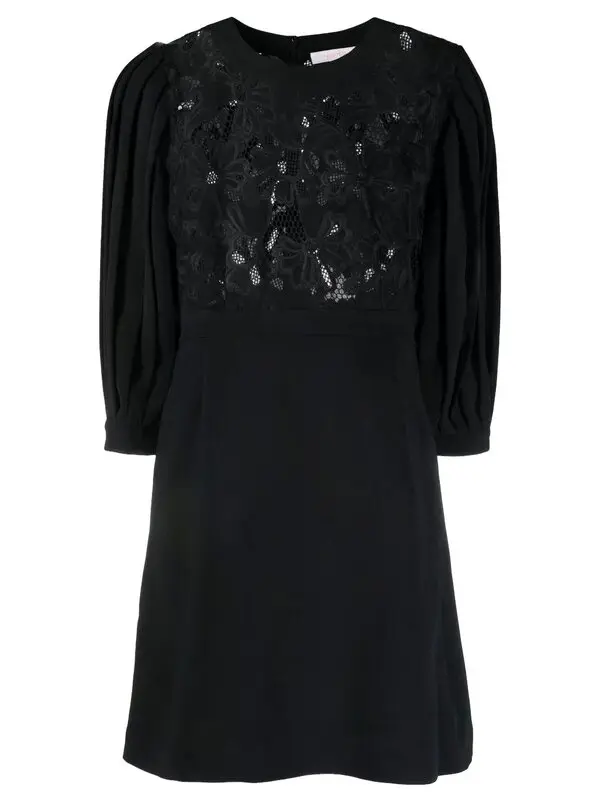 See By Chloé Floral-paneled Mini Dress - Black