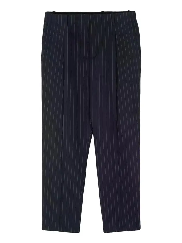 Maison Kitsuné Pinstriped Tapered Trousers - Blue