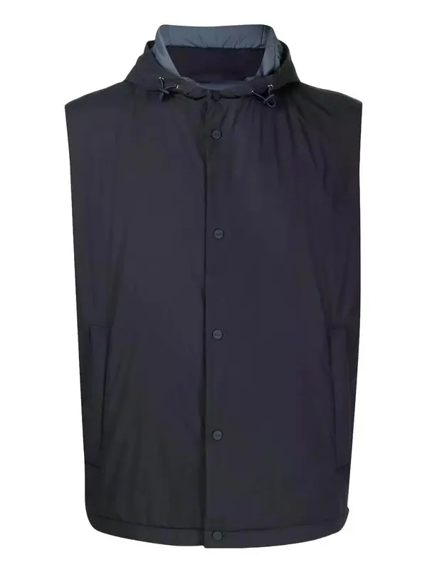 Herno Hooded Press-stud Sleeveless Gilet - Blue