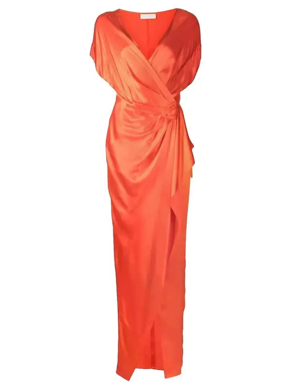 Michelle Mason Wrap Drape-detail Gown - Orange