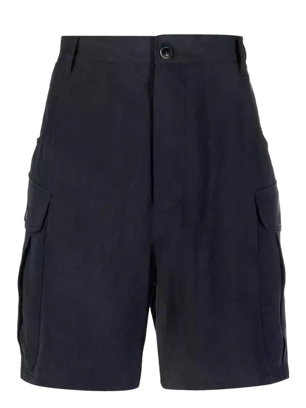 Giorgio Armani Wide-leg Linen Cargo Shorts - Blue
