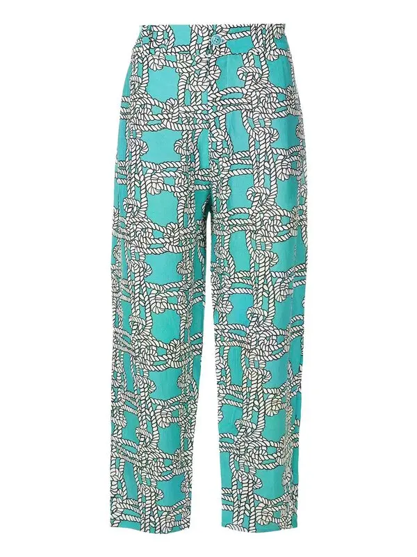 AMIR SLAMA Graphic-print Cropped Trousers - Blue