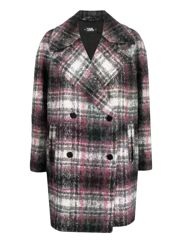 Karl Lagerfeld Checked Double-breasted Coat - Grey