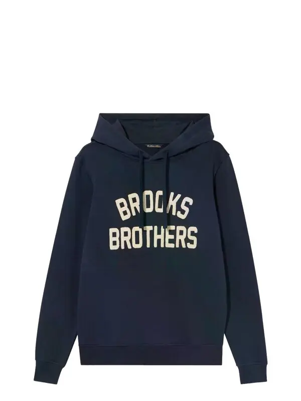 Brooks Brothers Logo-embroidered Terry Hoodie - Blue