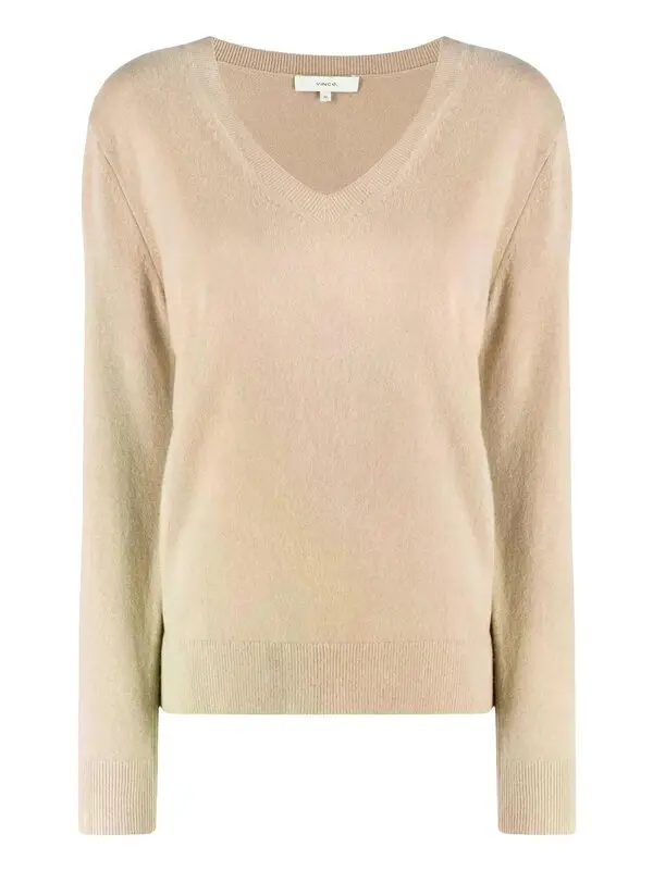 Vince V-neck Knitted Jumper - Brown