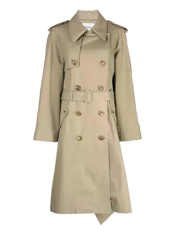 Goen.j Double-breasted Two-tone Trench Coat - Brown