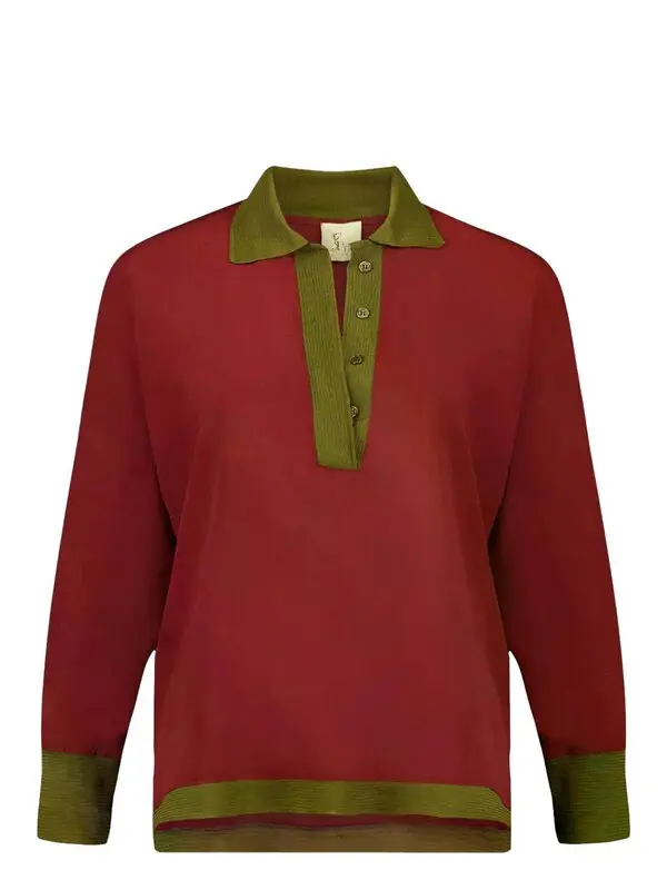 PAULA Long-sleeve V-neck Top - Red