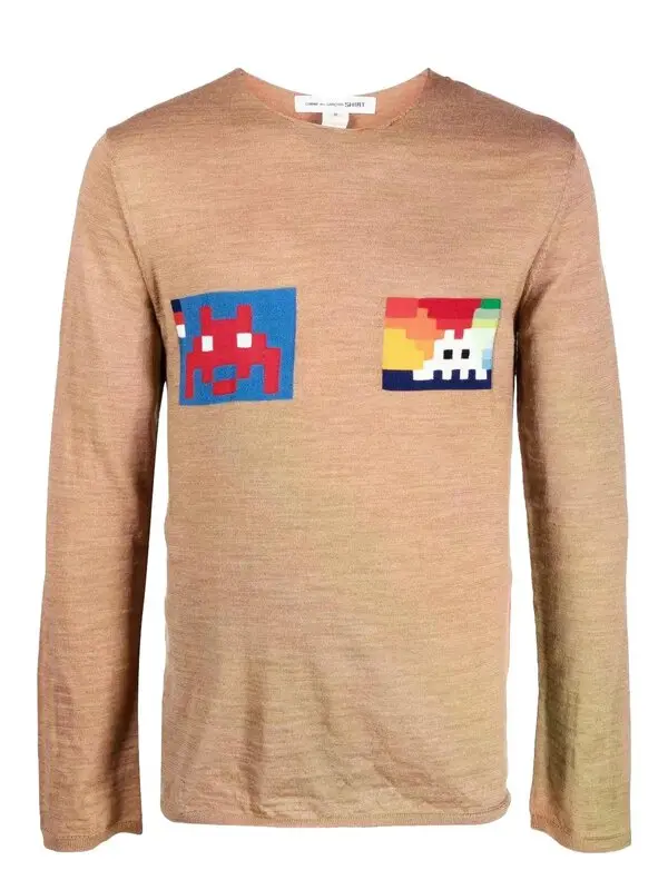 Comme Des Garçons Graphic-print Round-neck Jumper - Neutrals