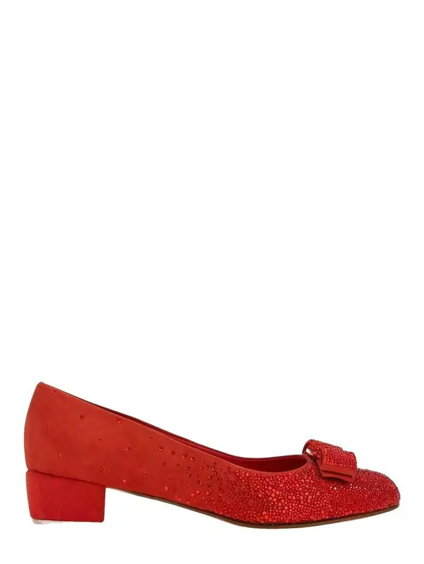 FERRAGAMO Vara Bow Crystal Embellished Pumps - Red