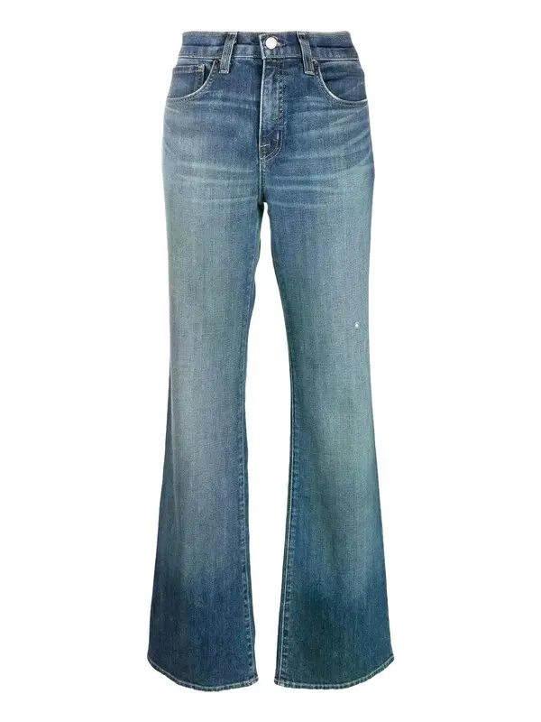 NILI LOTAN Flared Denim Jeans - Blue
