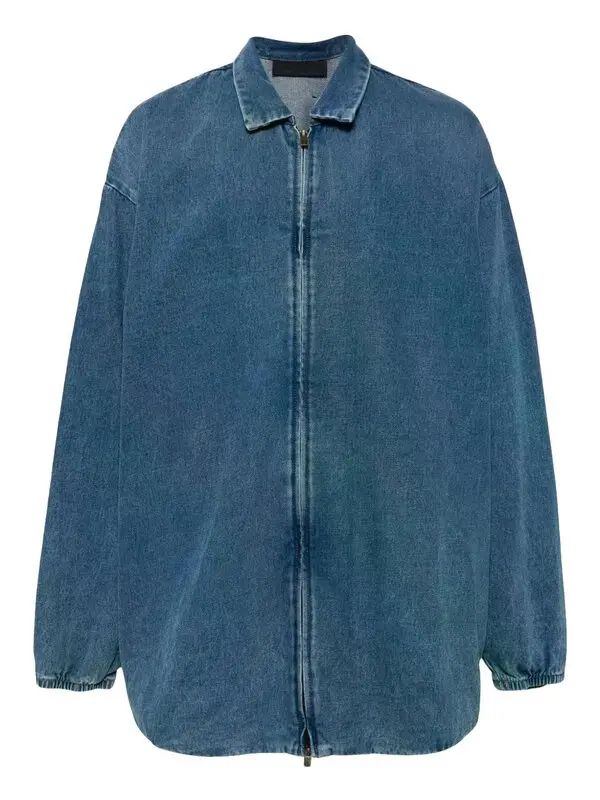 Fear Of God Zip-up Denim Shirt Jacket - Blue