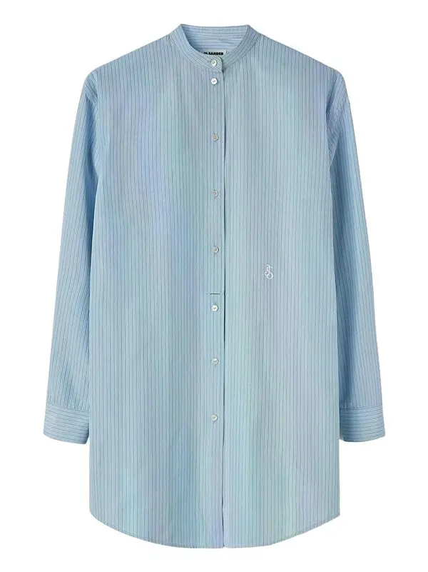 JIL SANDER Striped Logo-patch Cotton Shirt - Blue