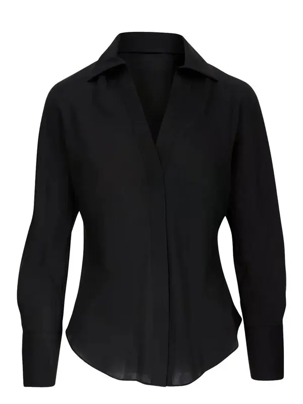 Vince Georgette Silk Shirt - Black