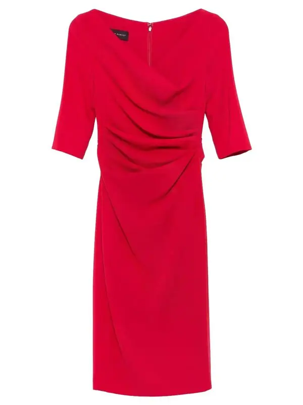 Talbot Runhof Ruched Midi Dress - Red