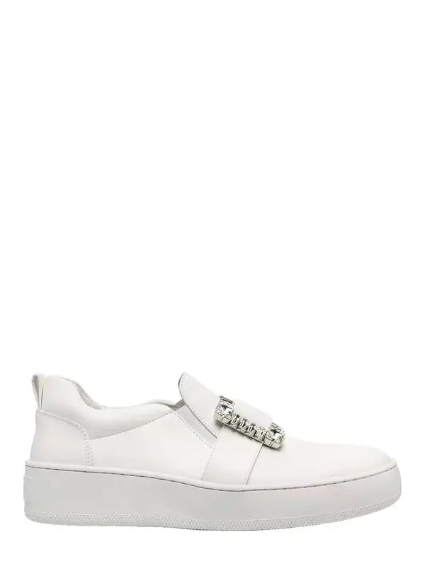 SERGIO ROSSI Buckle-detail Leather Sneakers - White