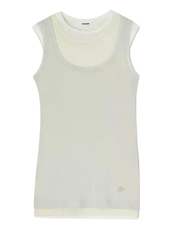 JIL SANDER Layered Cotton Tank Top - Grey