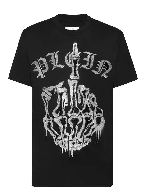 Philipp Plein Rhinestone-embellished Cotton T-shirt - Black