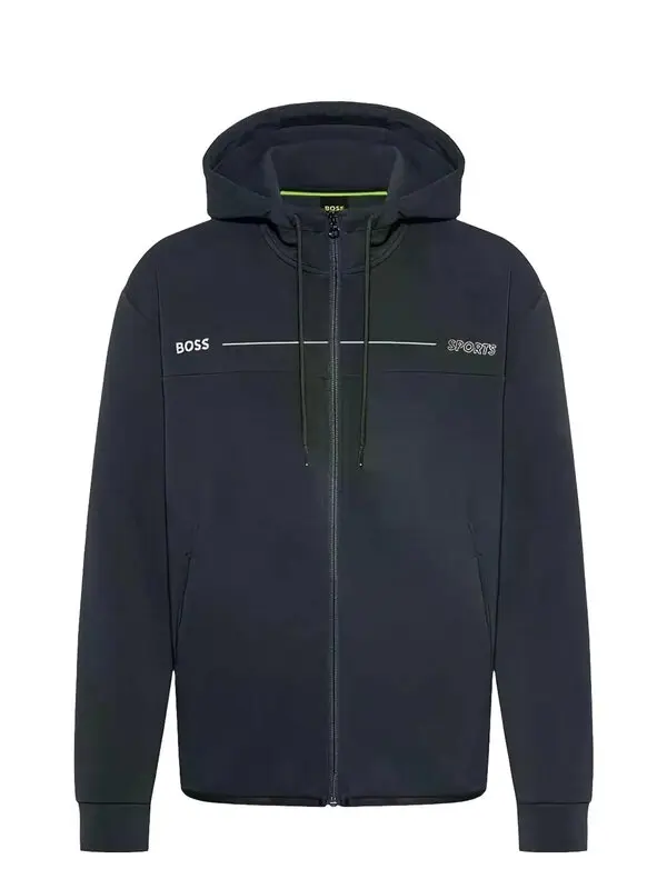 BOSS Logo-print Zip-up Hoodie - Blue