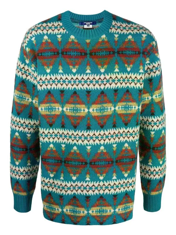 Junya Watanabe Intarsia-knit Wool Jumper - Blue