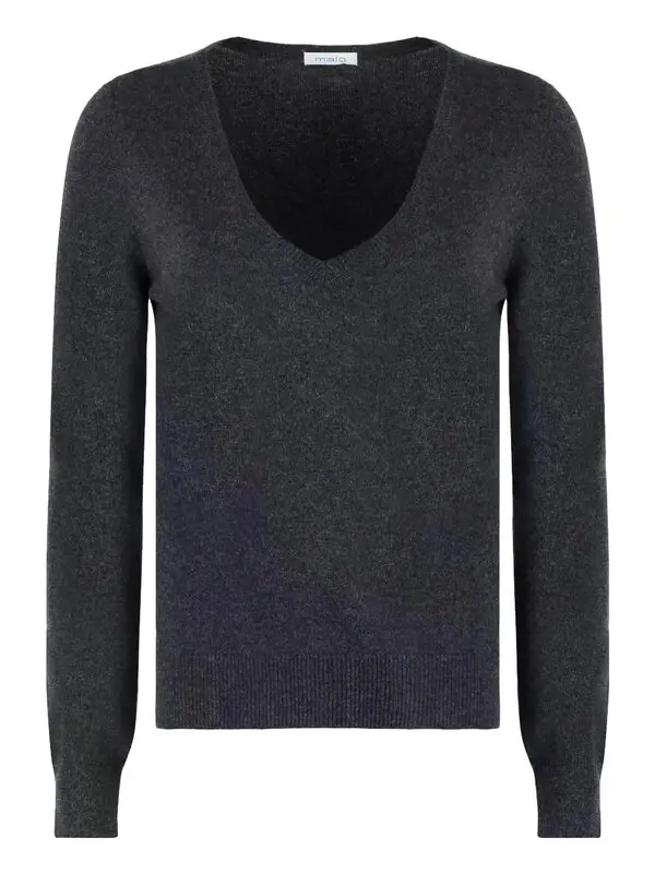 Malo Cashmere-wool V-neck Jumper - Grey