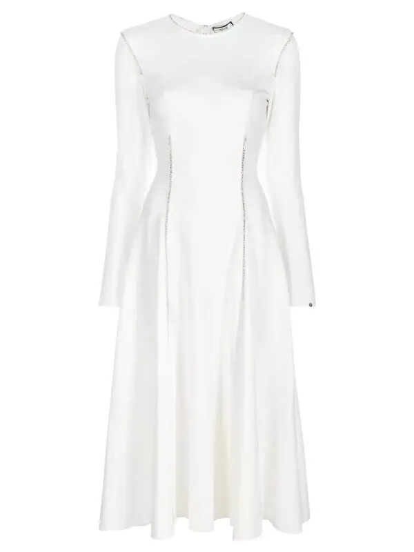 NISSA Crystal-embellished Long-sleeve Dress - White
