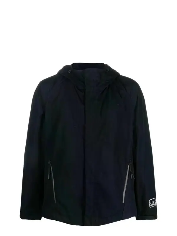 C.P. COMPANY Logo-patch Zipped Hooded Jacket - Blue
