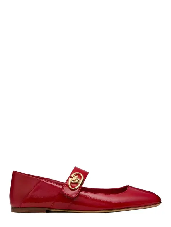 Valentino Garavani Vlogo Locker Mary-jane Ballerinas - Red