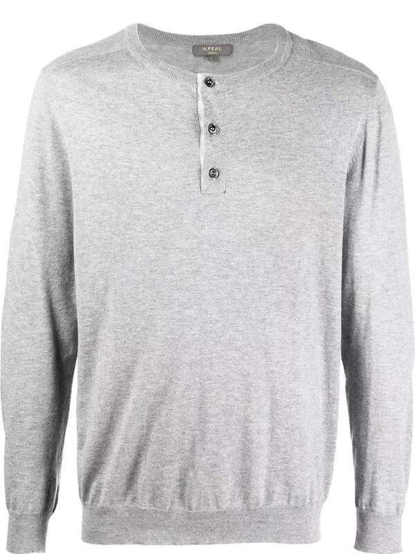 N.peal Crew Neck Henley Sweater - Grey