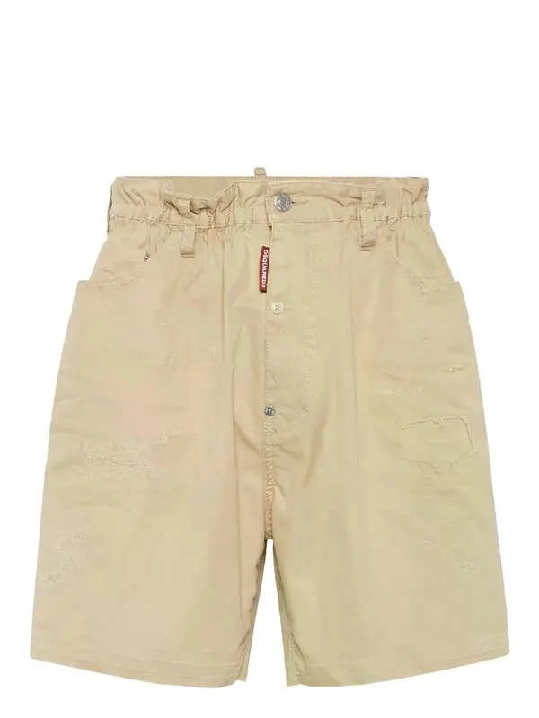 Dsquared2 Stitched Cotton Shorts - Neutrals