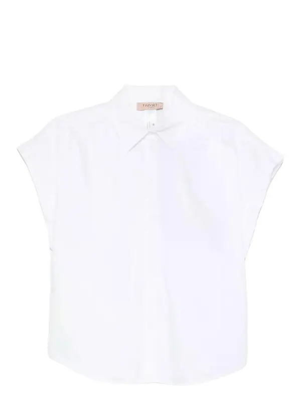 TWINSET Poplin Shirt With Pleat Detailing - White