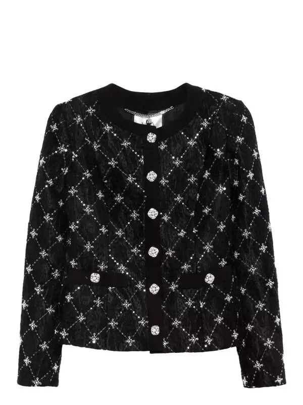 NISSA Embroidered Jacquard Jacket - Black