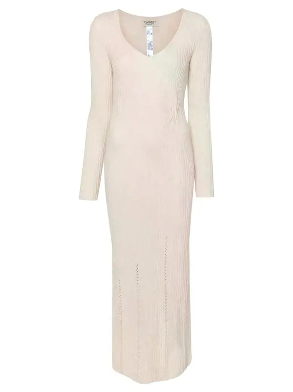 TWINSET Brooch-detail Maxi Dress - Neutrals