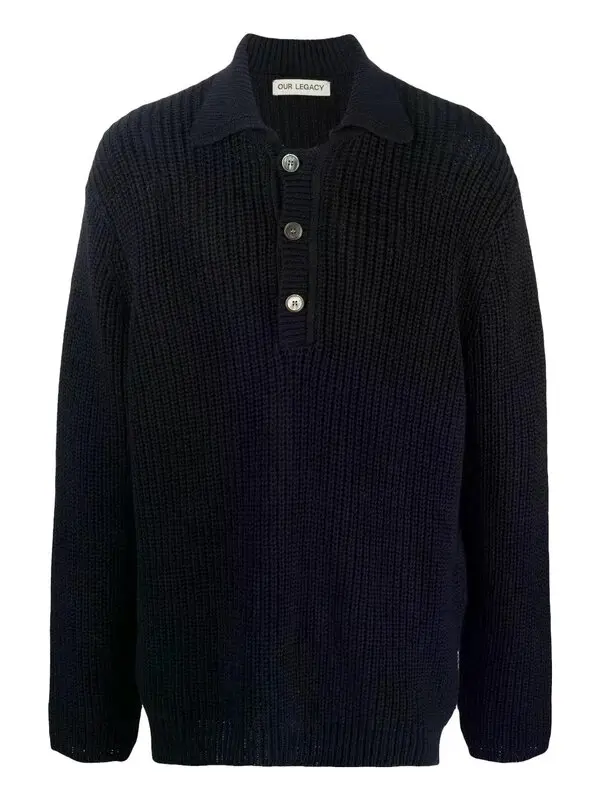 Our Legacy Ribbed-knit Cotton Jumper - Blue