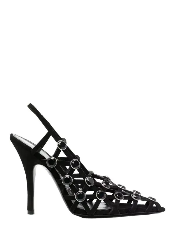Attico 125mm Embellished Suede Slingback Pumps - Black