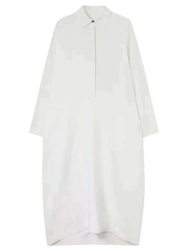 JIL SANDER Linen Long-sleeve Shirt Dress - White
