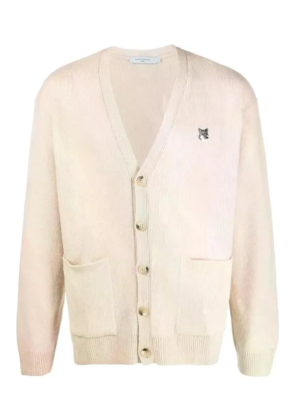 Maison Kitsuné Fox Head Patch Wool Cardigan - Neutrals