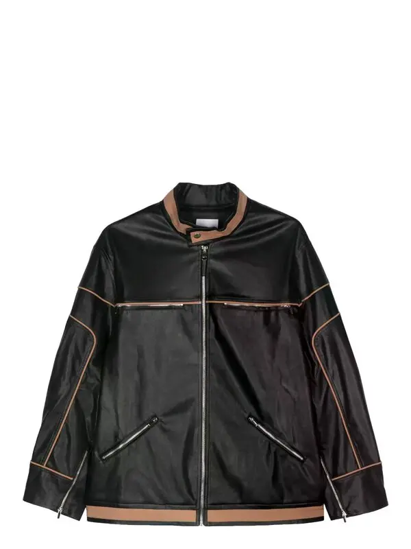 Paris Georgia Contrasting-trim Biker Jacket - Black