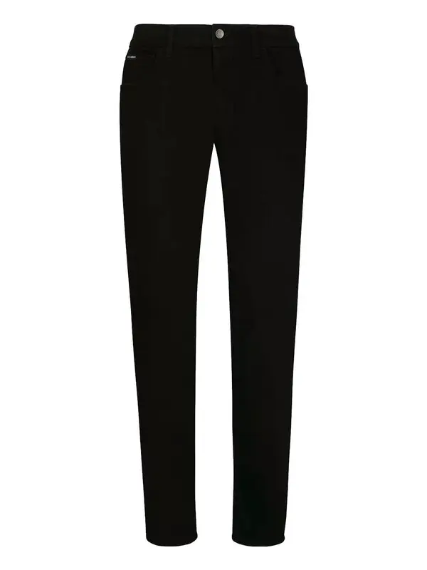 Dolce & Gabbana Logo Appliqué Slim-cut Jeans - Black