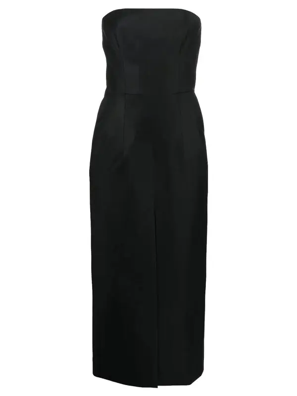 Matériel Fitted Strapless Midi Dress - Black