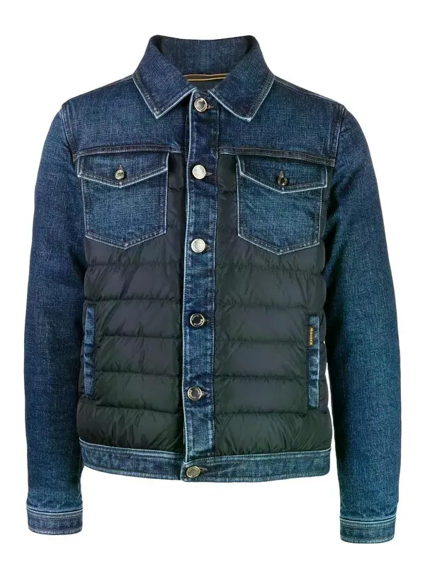 MOORER Contrast Denim Jacket - Blue