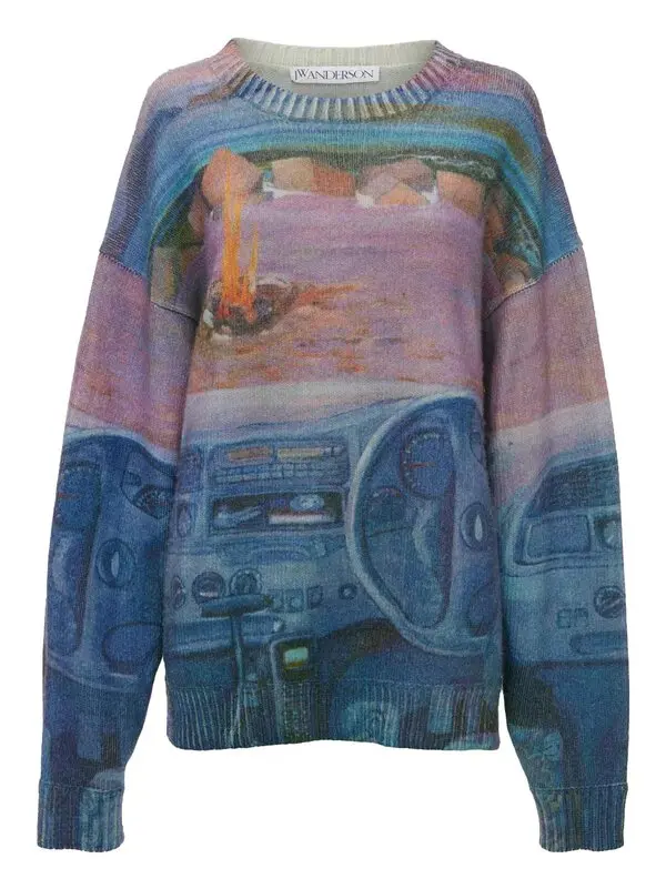 JW Anderson Printed Wool-blend Jumper - Blue
