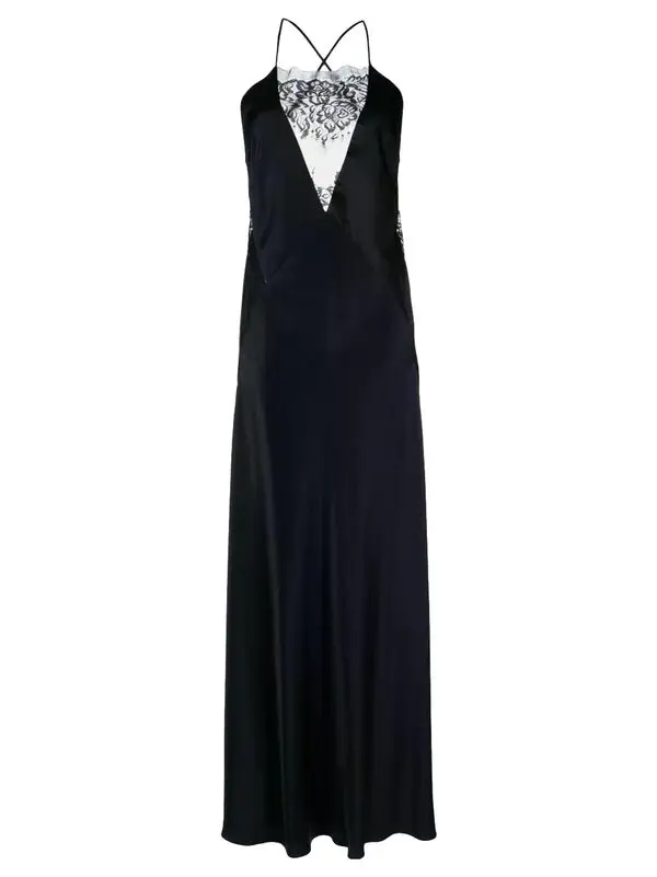 Michelle Mason Lace-inset Sleeveless Gown - Black