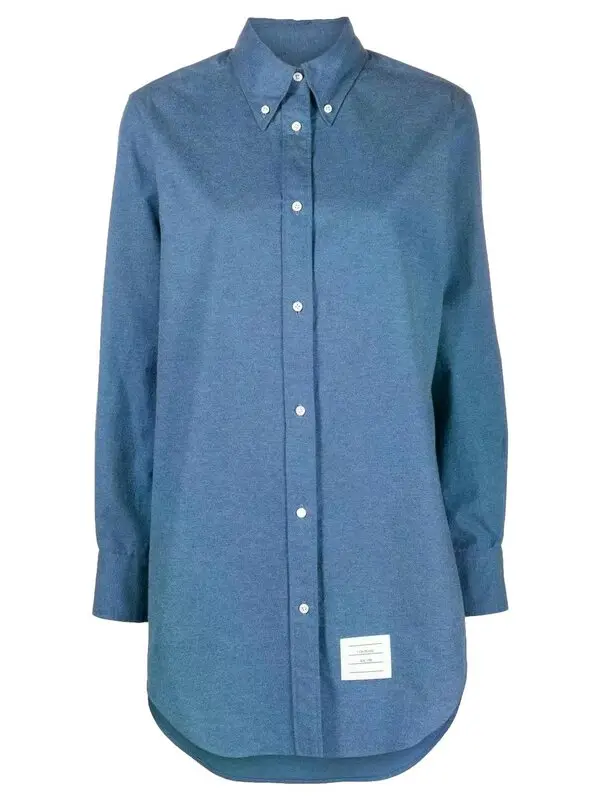 Thom Browne Logo-patch Shirt Dress - Blue