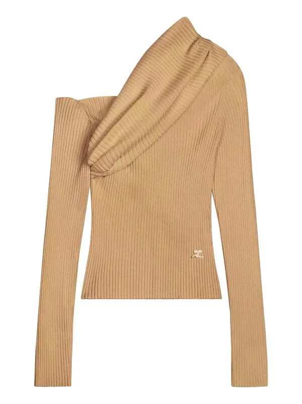 COURREGES Logo-embroidered Knitted Jumper - Brown