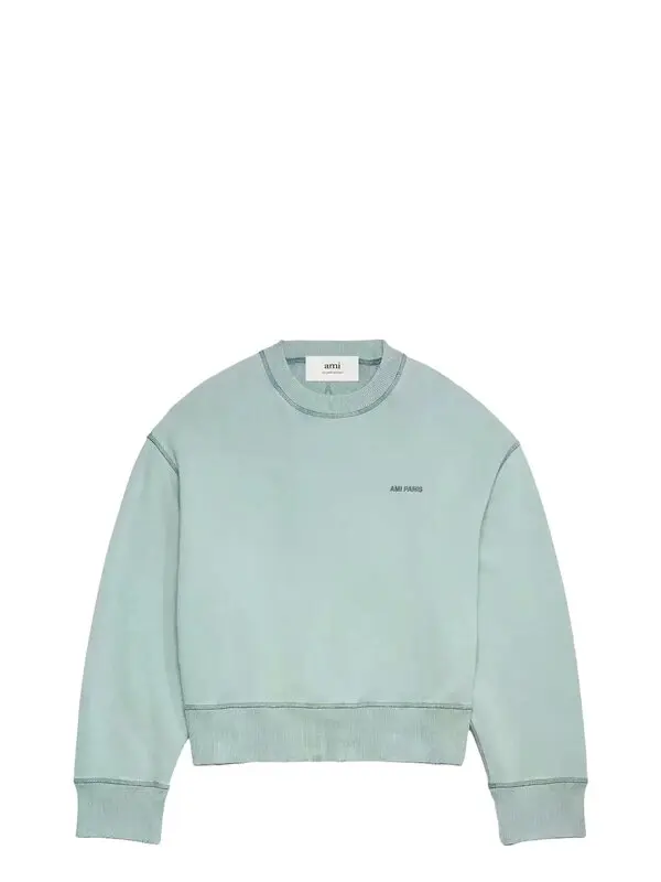 AMI Paris Embroidered-logo Cotton Sweatshirt - Blue