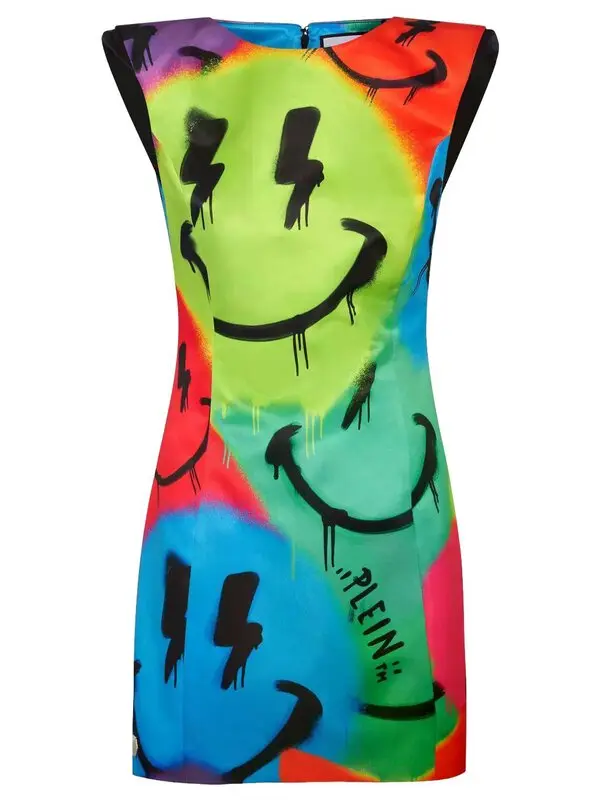 Philipp Plein All-over Graphic-print Mini Dress - Yellow