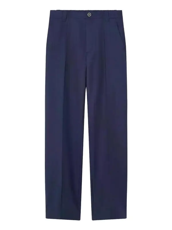 Versace Wool Tailored Trousers With Enamel Medusa Button - Blue
