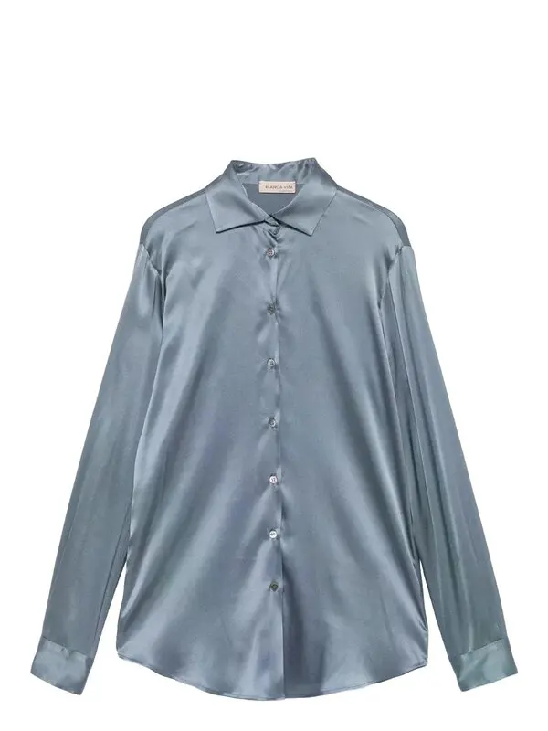BLANCA VITA Satin Shirt - Blue