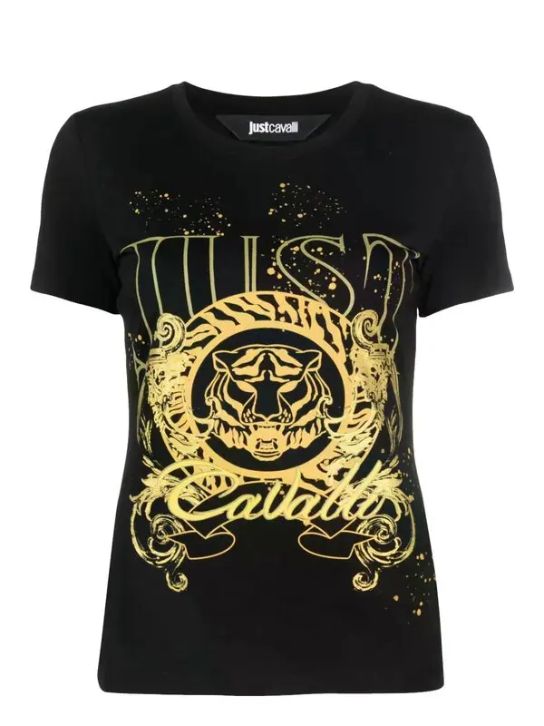 Just Cavalli Tiger Head-motif Cotton T-shirt - Black