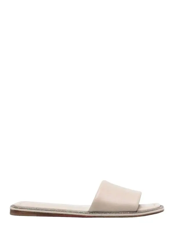 Brunello Cucinelli Monili-embellished Leather Slides - Neutrals